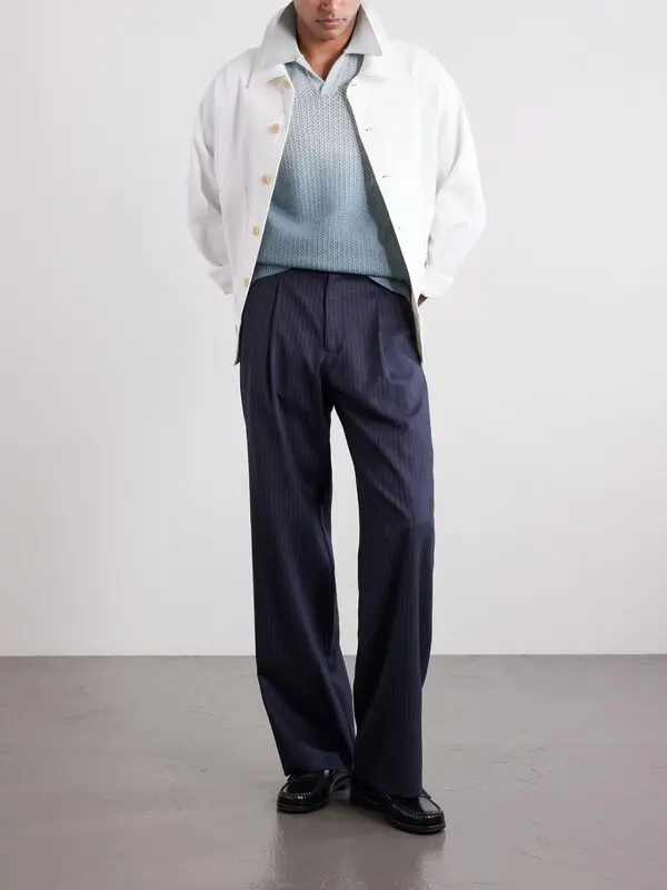 Mr P. Open-collar Knitted Organic Cotton Polo Shirt
