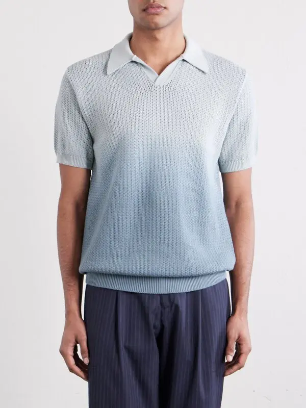 Mr P. Open-collar Knitted Organic Cotton Polo Shirt