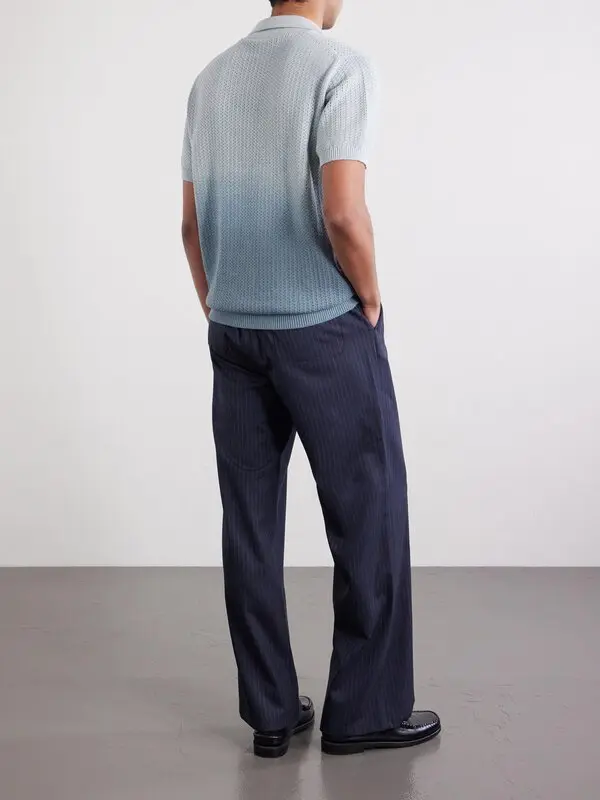 Mr P. Open-collar Knitted Organic Cotton Polo Shirt