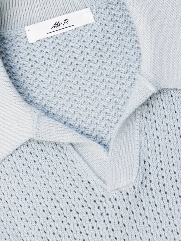 Mr P. Open-collar Knitted Organic Cotton Polo Shirt