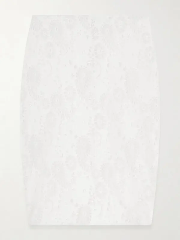 RÓHE Lace Paisley Linen-blend Skirt - Neutrals