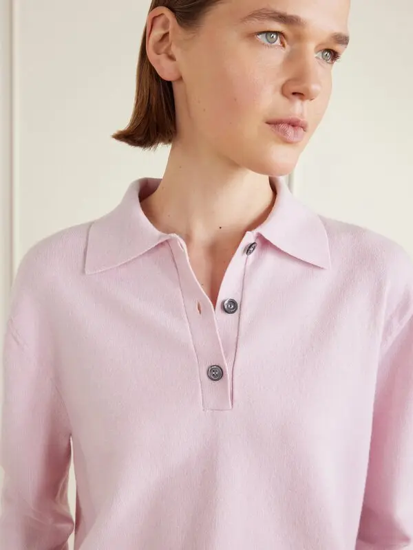 RÓHE Wool-blend Polo Sweater - Pink