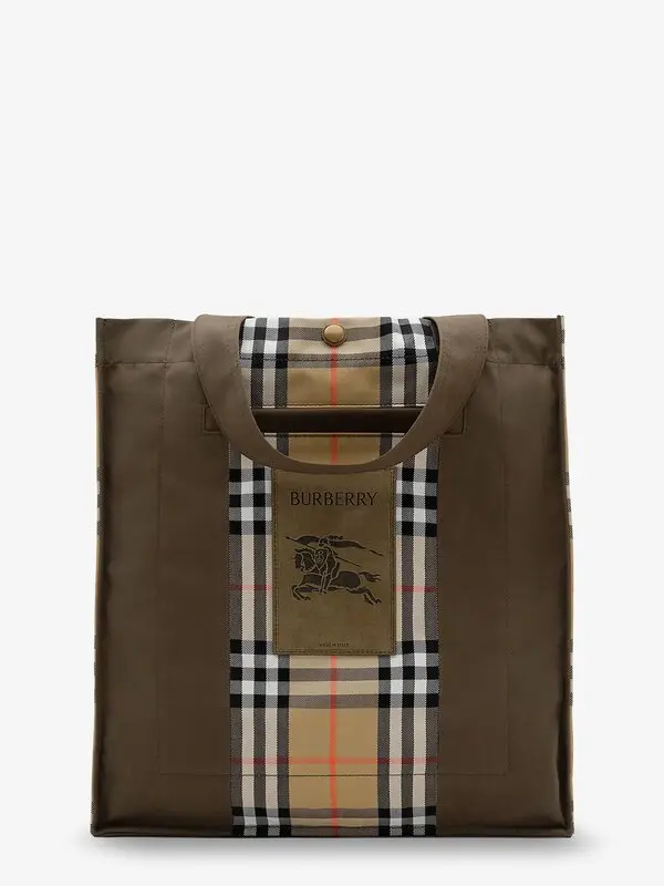Burberry Tote Bag With Suede Logo Label - Brown