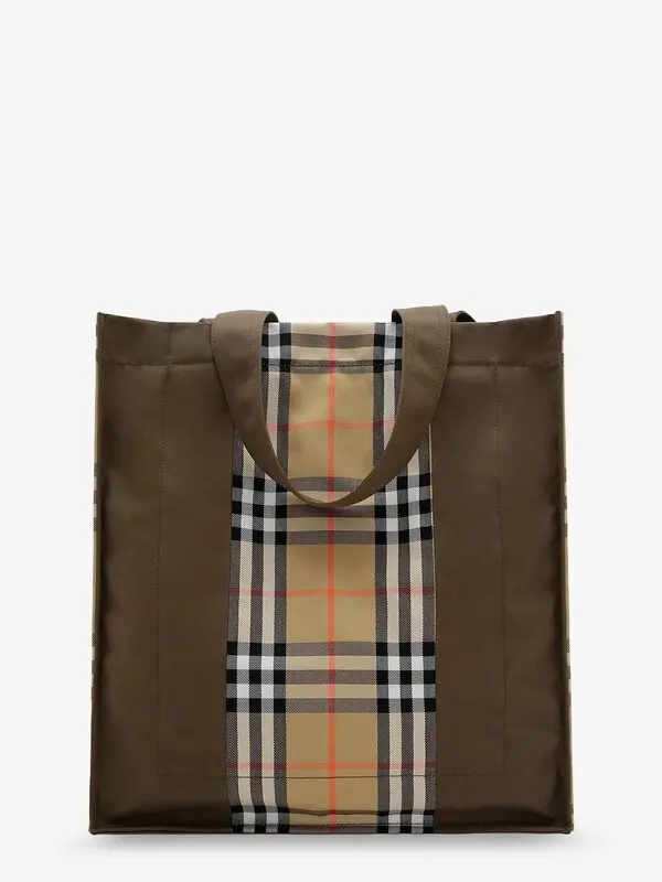 Burberry Tote Bag With Suede Logo Label - Brown