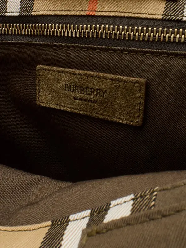 Burberry Tote Bag With Suede Logo Label - Brown