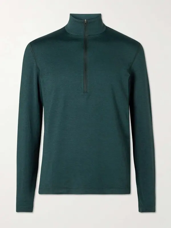 Lululemon Slim-fit Stretch Recycled-jersey Half-zip Top - Green