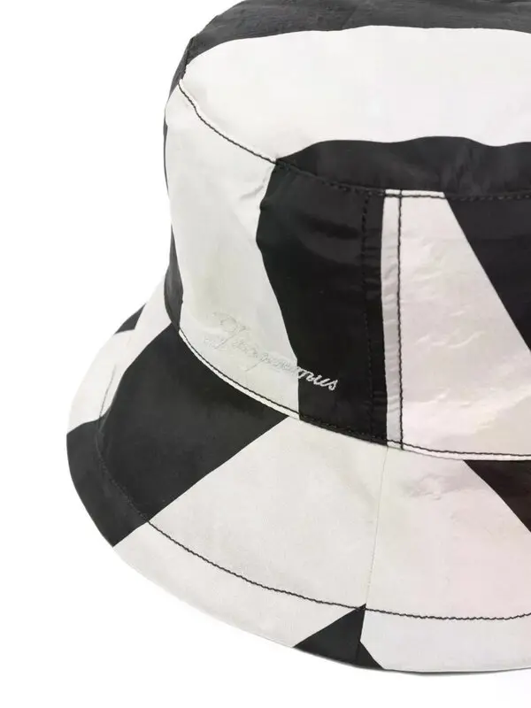 Jacquemus Baluchon Striped Nylon Bucket Hat - Black
