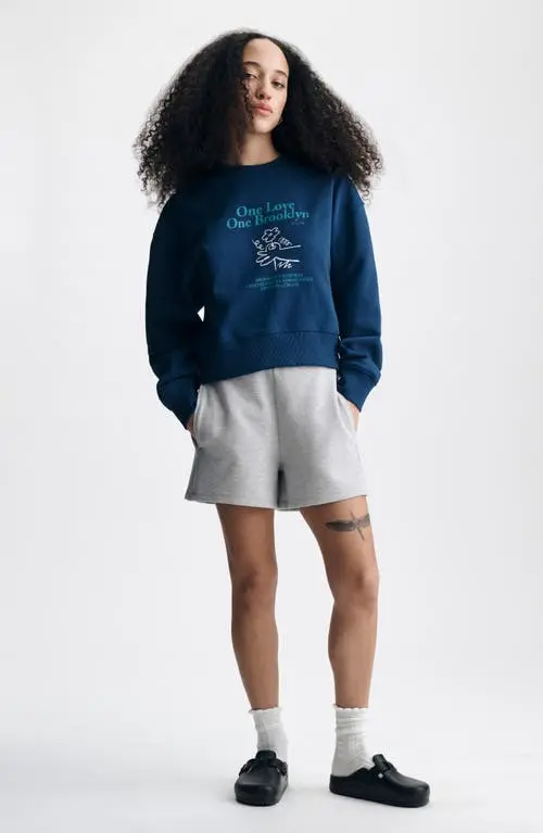 Brooklyn Industries Graphic Fleece Sweatshirt - Navy Peony