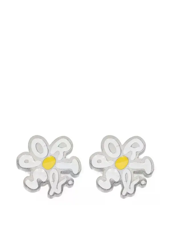 AGNES B. Flower Stud Earrings - Silver