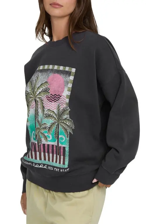 BILLABONG Echo Oversize Fleece Graphic Sweatshirt - Black Sands