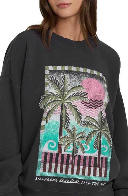 BILLABONG Echo Oversize Fleece Graphic Sweatshirt - Black Sands