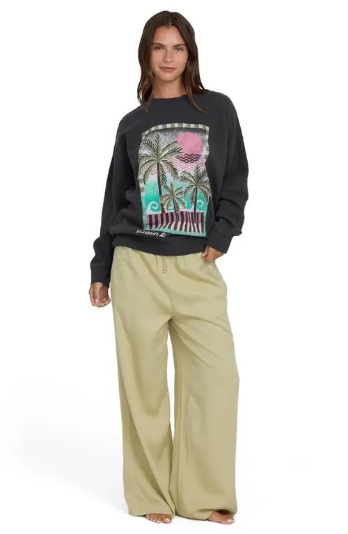 BILLABONG Echo Oversize Fleece Graphic Sweatshirt - Black Sands