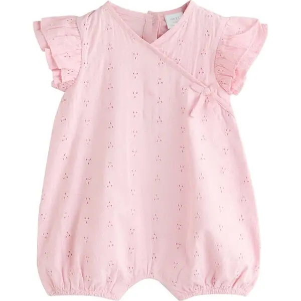 NEXT Cotton Eyelet Romper - Pink