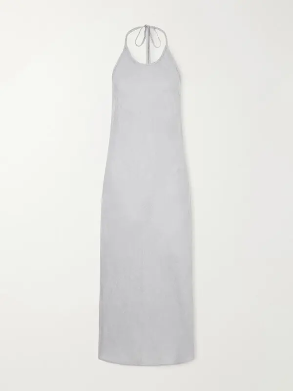 JAMES PERSE Linen Midi Halterneck Dress - Gray