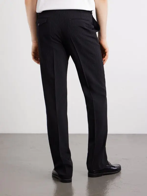 J. MUESER Waverly Straight-leg Wool Seersucker Suit Trousers