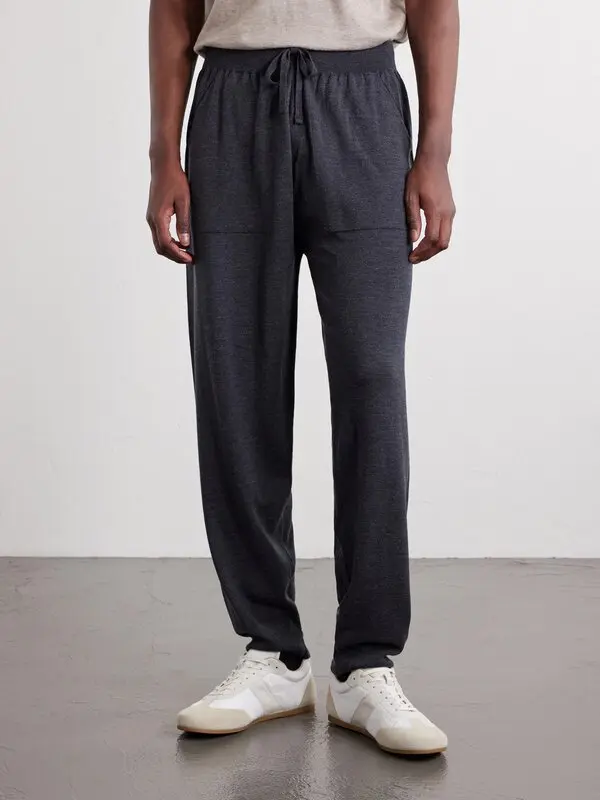 John Smedley Henning Tapered Merino Wool Sweatpants - Gray