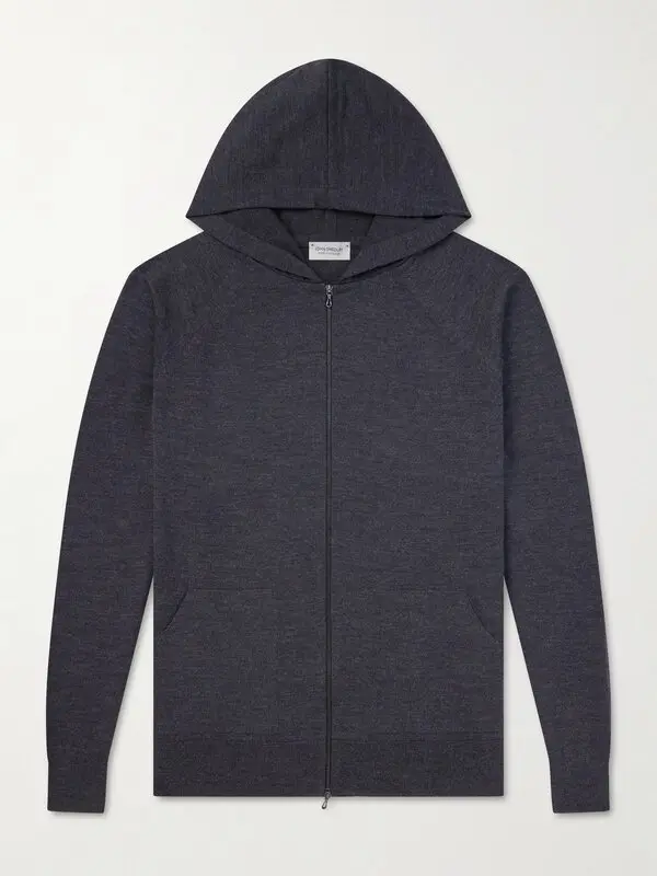 John Smedley Carty Merino Wool Zip-up Hoodie - Gray