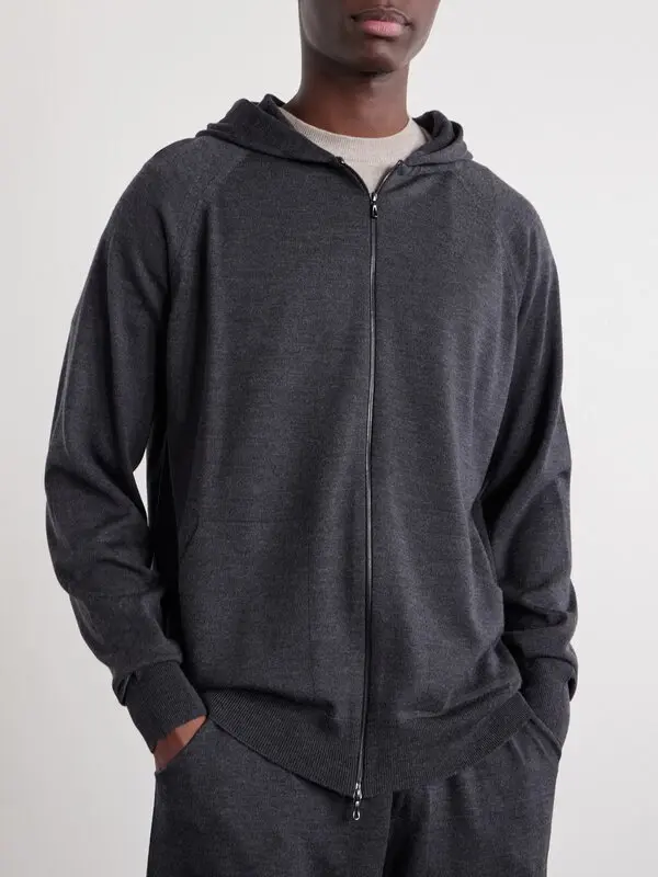 John Smedley Carty Merino Wool Zip-up Hoodie - Gray