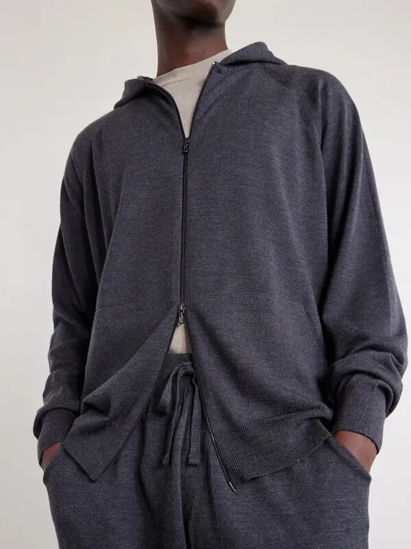 John Smedley Carty Merino Wool Zip-up Hoodie - Gray