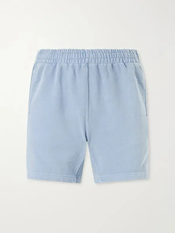 REMI RELIEF Straight-leg Cotton-jersey Shorts - Blue