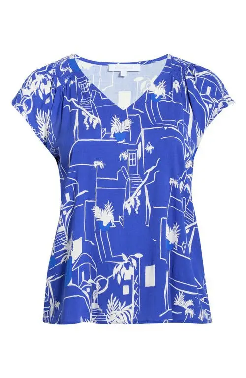 SUGARLIPS Town Print Smocked Top