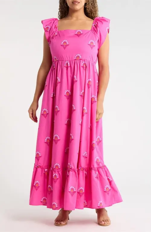 SUGARLIPS Scarlett Floral Mazy Cotton Maxi Dress - Fuchsia-pinks