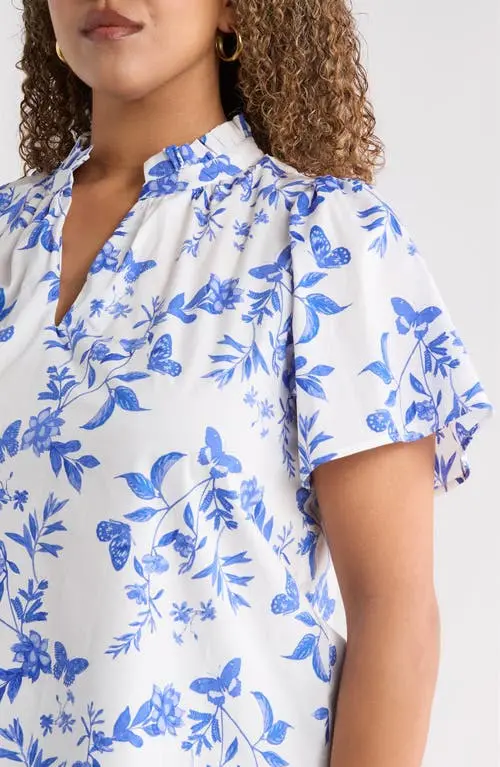 SUGARLIPS Leya Floral Split Neck Top