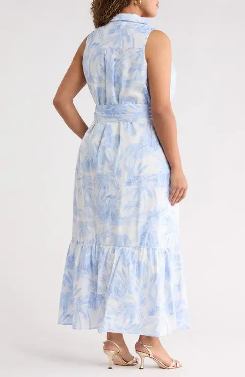 SUGARLIPS Poly Leaf Cileah Ruffle Collar Maxi Dress