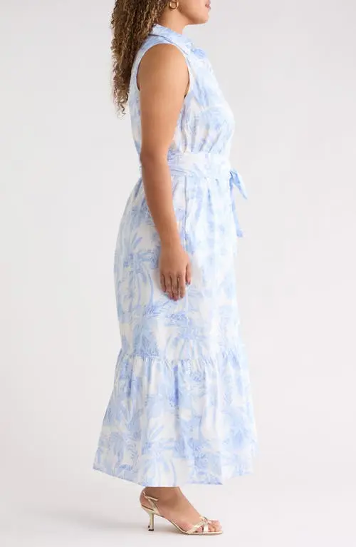 SUGARLIPS Poly Leaf Cileah Ruffle Collar Maxi Dress