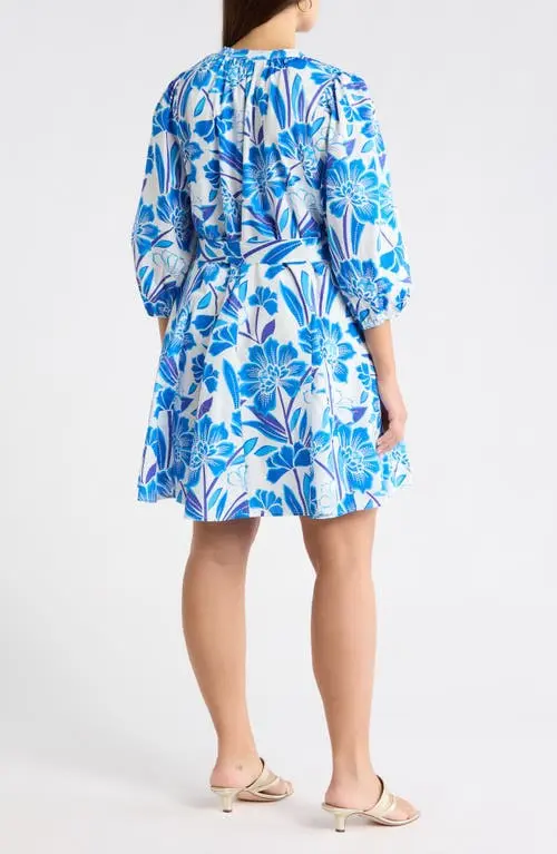 SUGARLIPS Iva Floral Print Balloon Sleeve Mini Dress