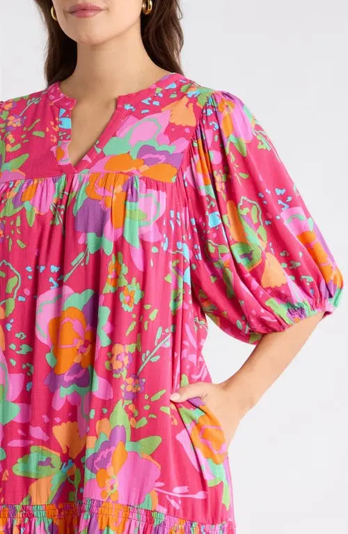 SUGARLIPS Himera Floral Maribor Puff Sleeve Mini Dress