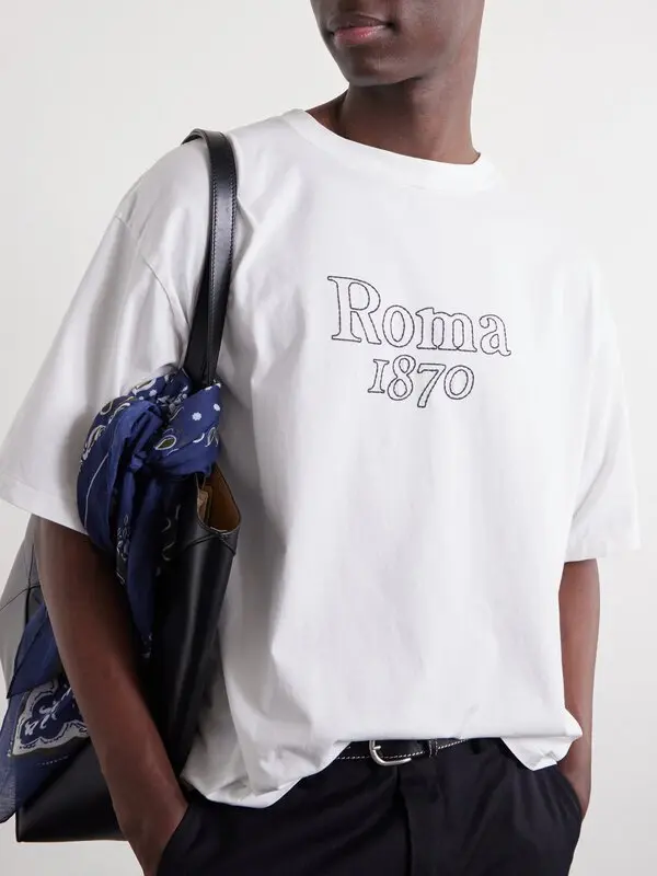 REMI RELIEF Roma 1870 Embroidered Cotton-jersey T-shirt