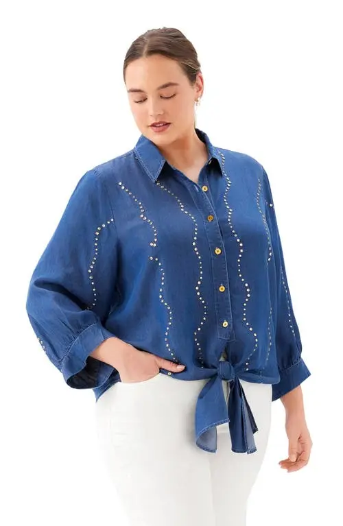 Karen Kane Gemstone Denim Shirt