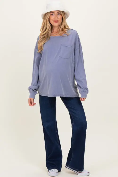 PINKBLUSH Dark Wash Maternity Flare Jeans - Navy Blue