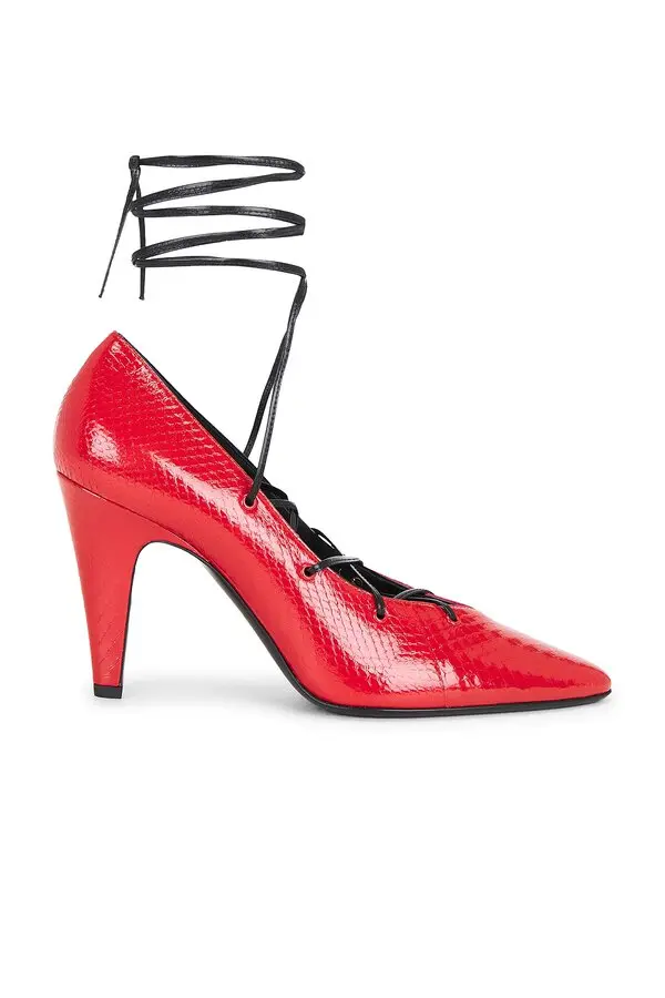 Alaïa Lace-up Snake Embossed Pumps - Orange Brule