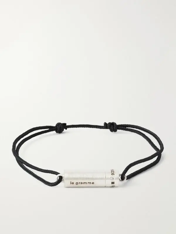Le Gramme 5g Sterling Silver Woven Bracelet - Black