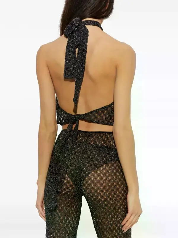 Missoni Lamé Viscose Halter Top With Spiderweb Motif