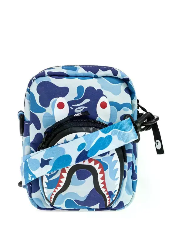 A BATHING APE Mini Abc Camo Shark Shoulder Bag - Blue