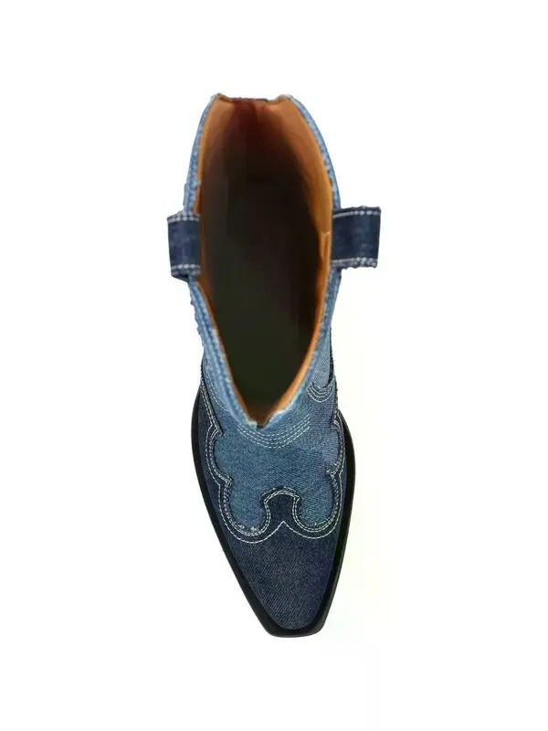 GANNI Embroidered Denim Boots