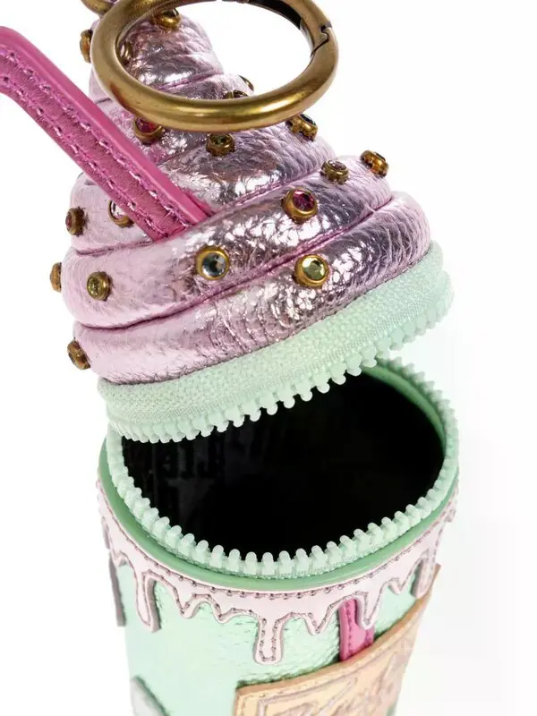 Kurt Geiger Crystal-embellished Pouch Key Ring - Green