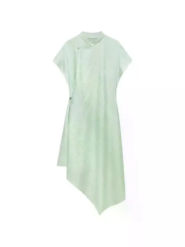 Shanghai Tang Tang Jacquard Asymmetric Dress - Green
