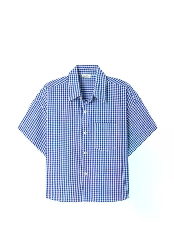 American Vintage Gingham Check Short-sleeve Shirt - Blue