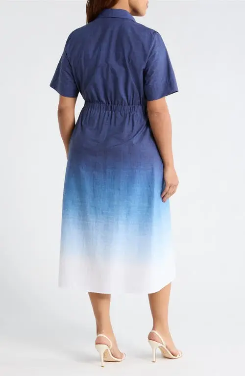Anne Klein Gradient Cotton Shirtdress