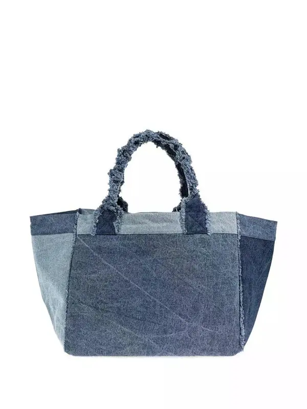 GANNI Patchwork Frayed-edge Tote Bag