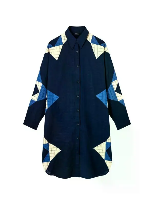 A.p.c. Patchwork Midi Dress - Blue