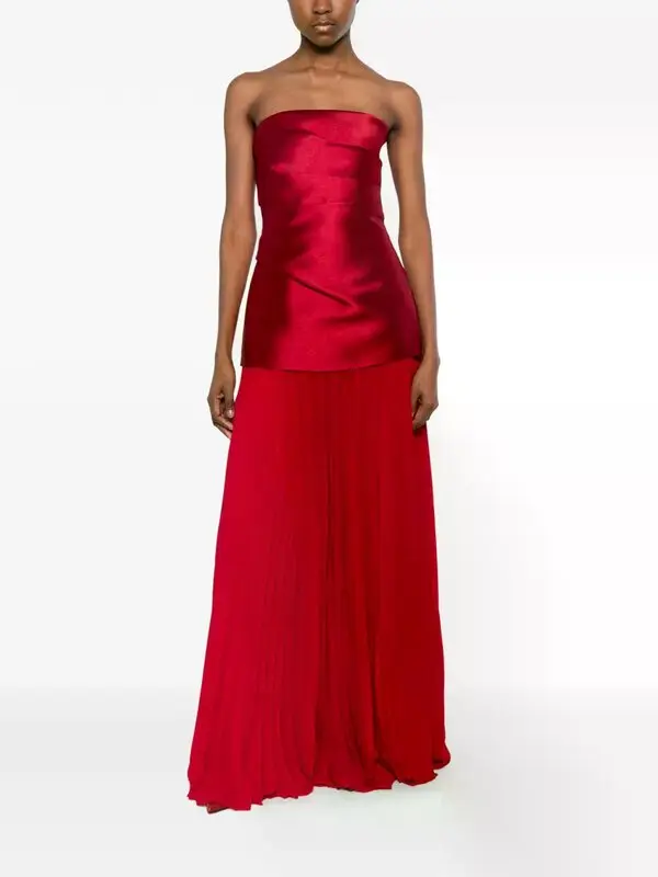 Solace London Claudette Strapless Pleated Gown