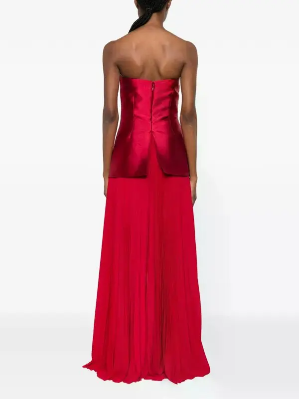 Solace London Claudette Strapless Pleated Gown