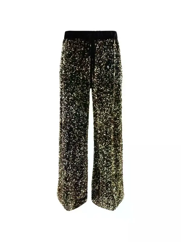 ELLA Sequin-embellished Wide-leg Trousers - Gold