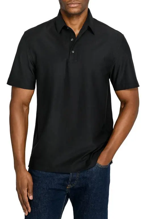 BROOKLYN BRIGADE Solid Mapleton Luxe Cross Dyed Polo - Black
