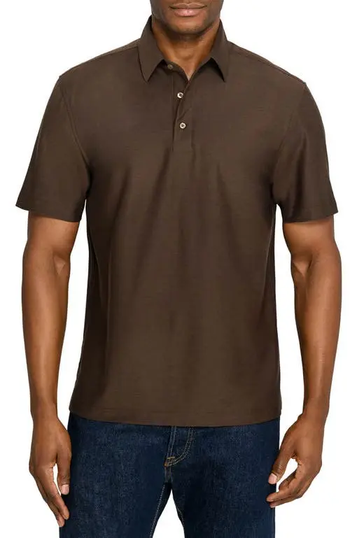 BROOKLYN BRIGADE Solid Mapleton Luxe Cross Dyed Polo - Brown